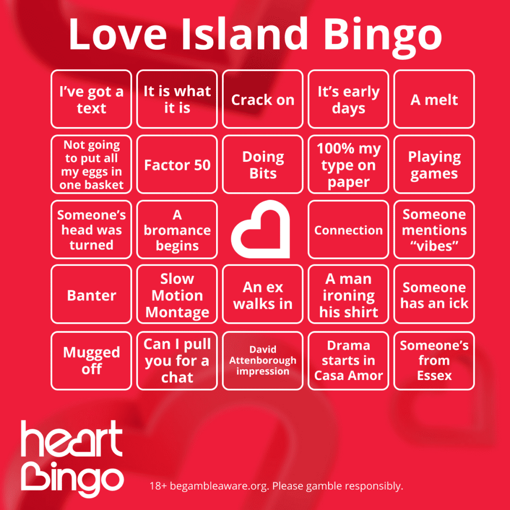 Party with Love Island Bingo at Home - Heart Bingo Blog